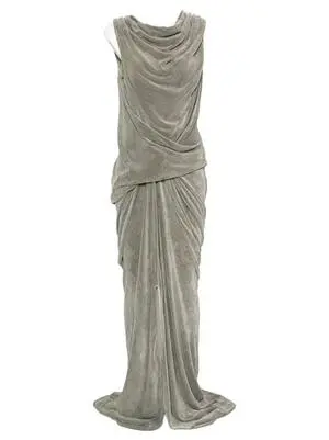 Rick Owens Draped Velvet Maxi Dress - Grey
