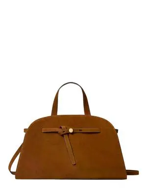 Tory Burch Romy Suede Bauletto Tote Bag Brown
