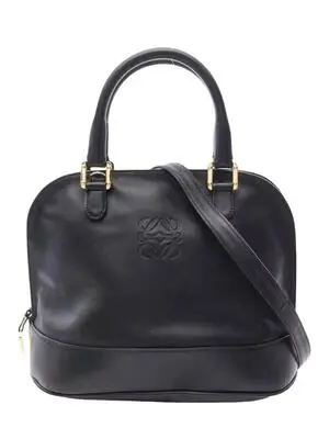 Loewe 2010-2026 Leather Anagram Dome Satchel - Black