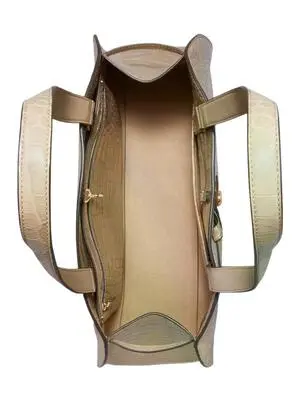 Tory Burch Romy Croc-embossed Bauletto Bag - Neutrals
