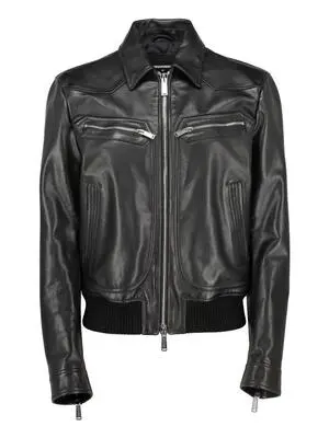 Dsquared2 Zip-up Leather Jacket - Black