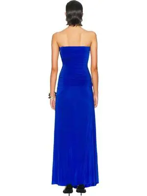 Alex Perry Strapless Ruched Twist Gown - Cobalt