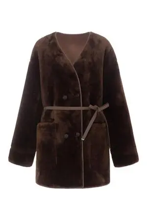 URBANCODE Urbancode Reversible Shearling Jacket Brown