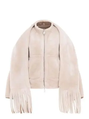 URBANCODE Bomber Jacket With Scarf - Beige