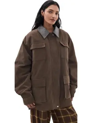 Source Unknown Baia Fleece Barn Jacket - Brown