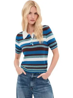 LE BOP Stripe Boucle Polo Shirt - Cobalt Multi