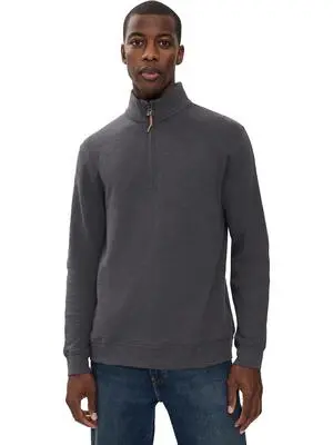 Billy Reid French Terry Half Zip Sweatshirt - Asphalt