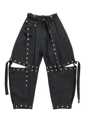 ZASTASTUDIO Black Fragment Studded Cargo Denim Pant