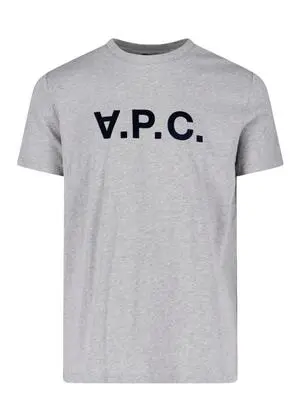 A.p.c. A.P.C. Logo Printed Crewneck T-Shirt Gray