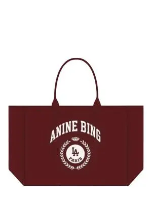 ANINE BING Leo Canvas Tote Collegiate Fig - Brown