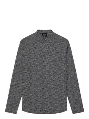 Armani Exchange Slim Fit Shirt In Stretch Cotton Poplin - Black