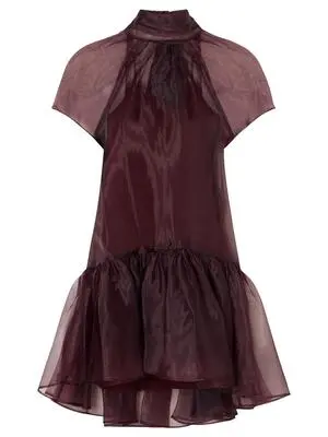 Simkhai Bow-detailed Organza Mini Dress - Burgundy