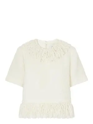 LIBEROWE Fringed Wool-blend Tweed Top - Neutrals