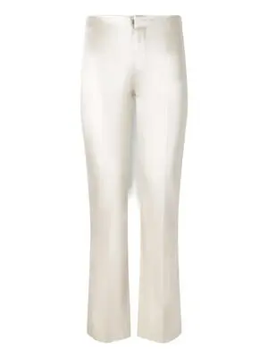 LIBEROWE Lilian Cropped Cotton-blend Satin-duchesse High-waist Straight-leg Pants - Ivory