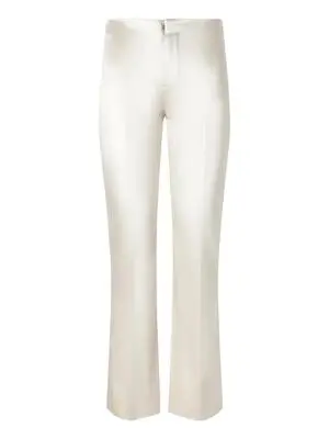 LIBEROWE Cropped Cotton-blend Satin-duchesse High-waist Straight-leg Pants - Neutrals