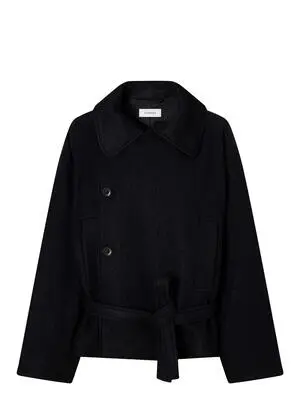 LEMAIRE Belted Wool And Alpaca-blend Coat - Black