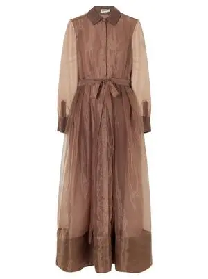 Simkhai Montgomery Belted Organza Gown - Brown
