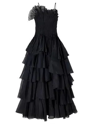 Aje Sonnet Ruffled Organza Maxi Dress - Black
