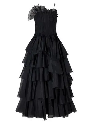 Aje Sonnet Ruffled Organza Maxi Dress - Black