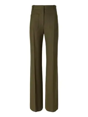 Victoria Beckham Stretch Wool-blend High-waist Flared Pants - Green