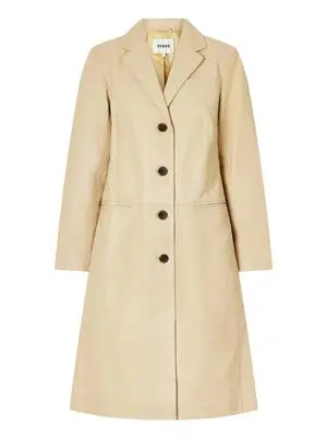 Staud Wyatt Leather Coat - Neutrals