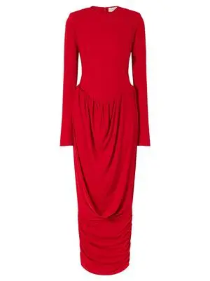 ILKYAZ OZEL Camino Gathe Crepe Gown - Red