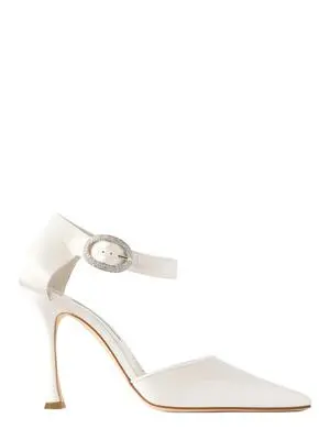 Manolo Blahnik Zutonplan 105 Crystal-embellished Satin Pumps - Ivory