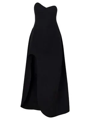 JIL SANDER Strapless Wool Gown - Black