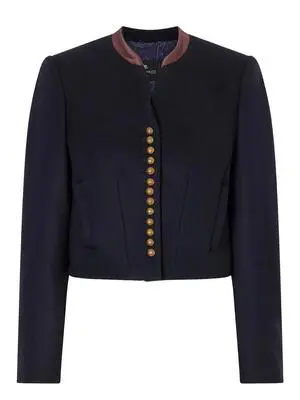 Etro Satin-trimmed Wool-blend Jacket - Blue