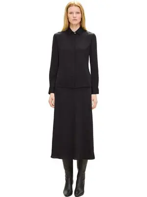 Theory Fluid Pull-on Skirt In Silk Georgette - Black