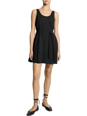 Theory Flared Tank Dress In Good Linen - Black
