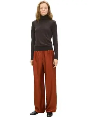 Theory Flowy Pant In Mod Silk Twill - Umber