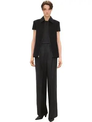 Theory Belted Vest In Double-face Wool-cashmere - Black