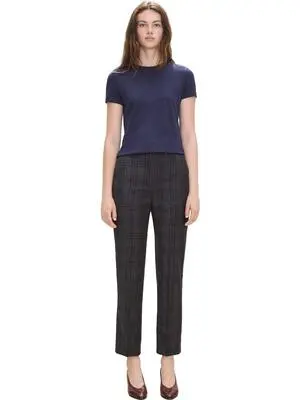 Theory Marcee Cropped Plaid Pants - Charcoal Multi