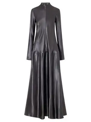 FFORME Mila Textured-satin Turtleneck Maxi Dress - Gray