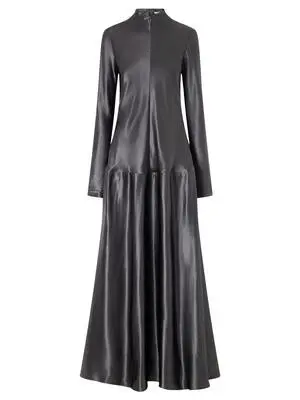 FFORME Mila Textured-satin Turtleneck Maxi Dress - Gray