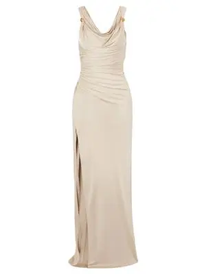 Versace Embellished Jersey Gown - Gold