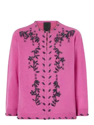 Anna Sui Sequin-embellished Wool-blend Cardigan - Pink
