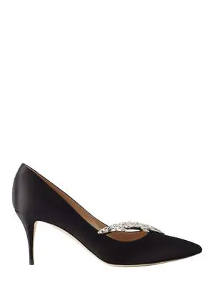 Manolo Blahnik Nadira 70 Crystal-embellished Satin Pumps - Black