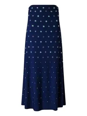 Rabanne Embellished Stretch-jersey Maxi Skirt - Blue