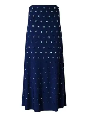 Rabanne Embellished Stretch-jersey Maxi Skirt - Navy