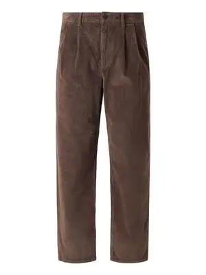 Rag & Bone Wide-leg Pleated Cotton-blend Corduroy Trousers - Brown