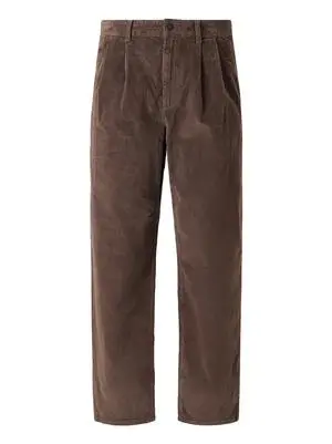 Rag & Bone Wide-leg Pleated Cotton-blend Corduroy Trousers - Brown