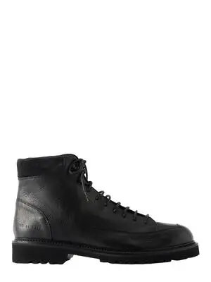 COMMON PROJECTS Hiker Suede-trimmed Full-grain Leather Hiking Boots - Black
