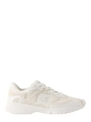 CELINE CELINE Runner Triomphe-Appliquéd Suede-Trimmed Leather Sneakers