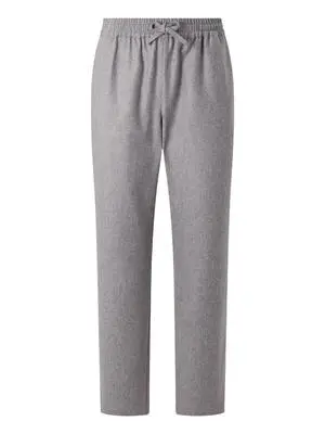 De Bonne Facture Tapered Virgin Wool Drawstring Trousers - Gray