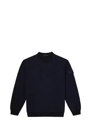 Stone Island Ghost Logo-appliquéd Stretch Cotton-jersey Sweatshirt - Blue
