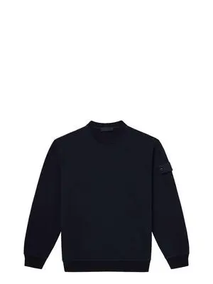 Stone Island Ghost Logo-appliquéd Stretch Cotton-jersey Sweatshirt - Navy