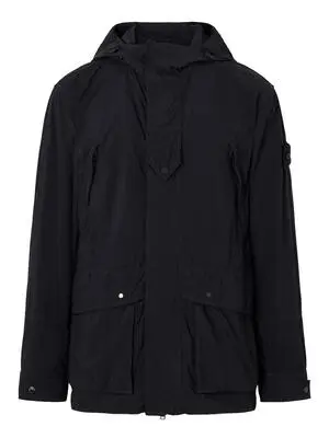 Stone Island Ghost Logo-appliquéd Garment-dyed Shell Hooded Parka - Black
