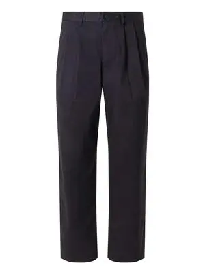 Rag & Bone Wide-leg Pleated Stretch Cotton-twill Trousers - Black